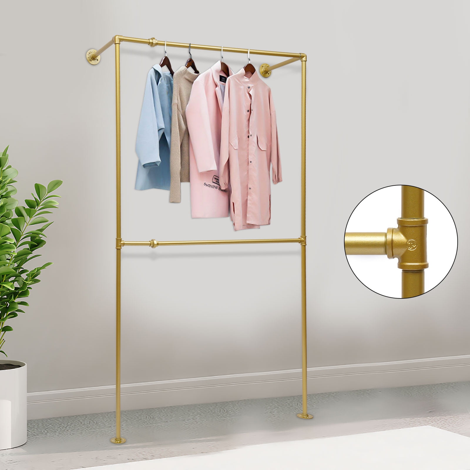 Autrinix Gold Coat Rack – Tall Freestanding Clothing Rack with 50lb ...