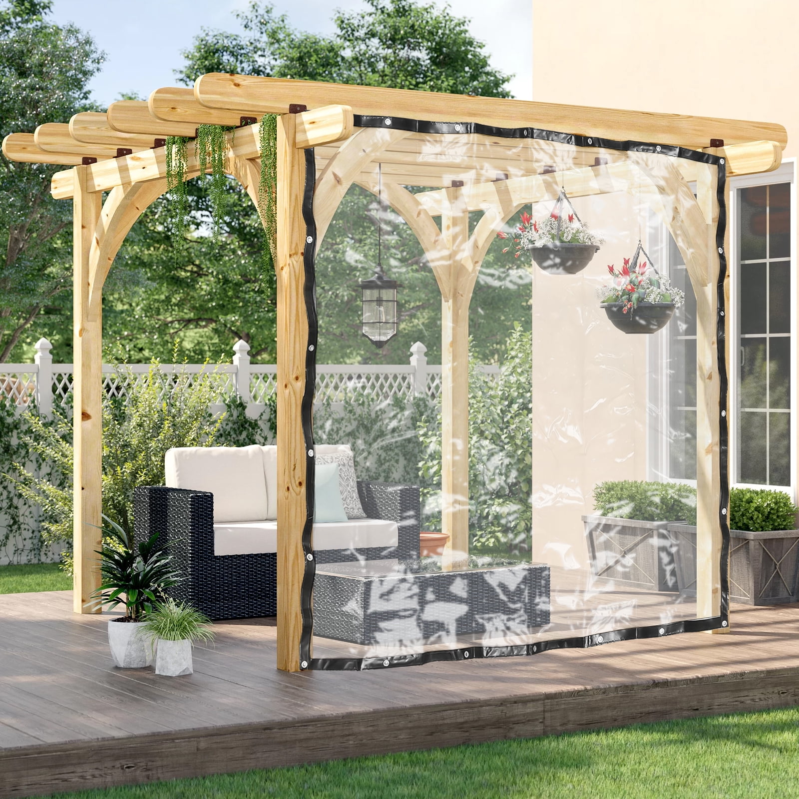 Autrinix Heavy-Duty PVC Clear Tarp Curtain, Waterproof, 8x8ft, Weather ...