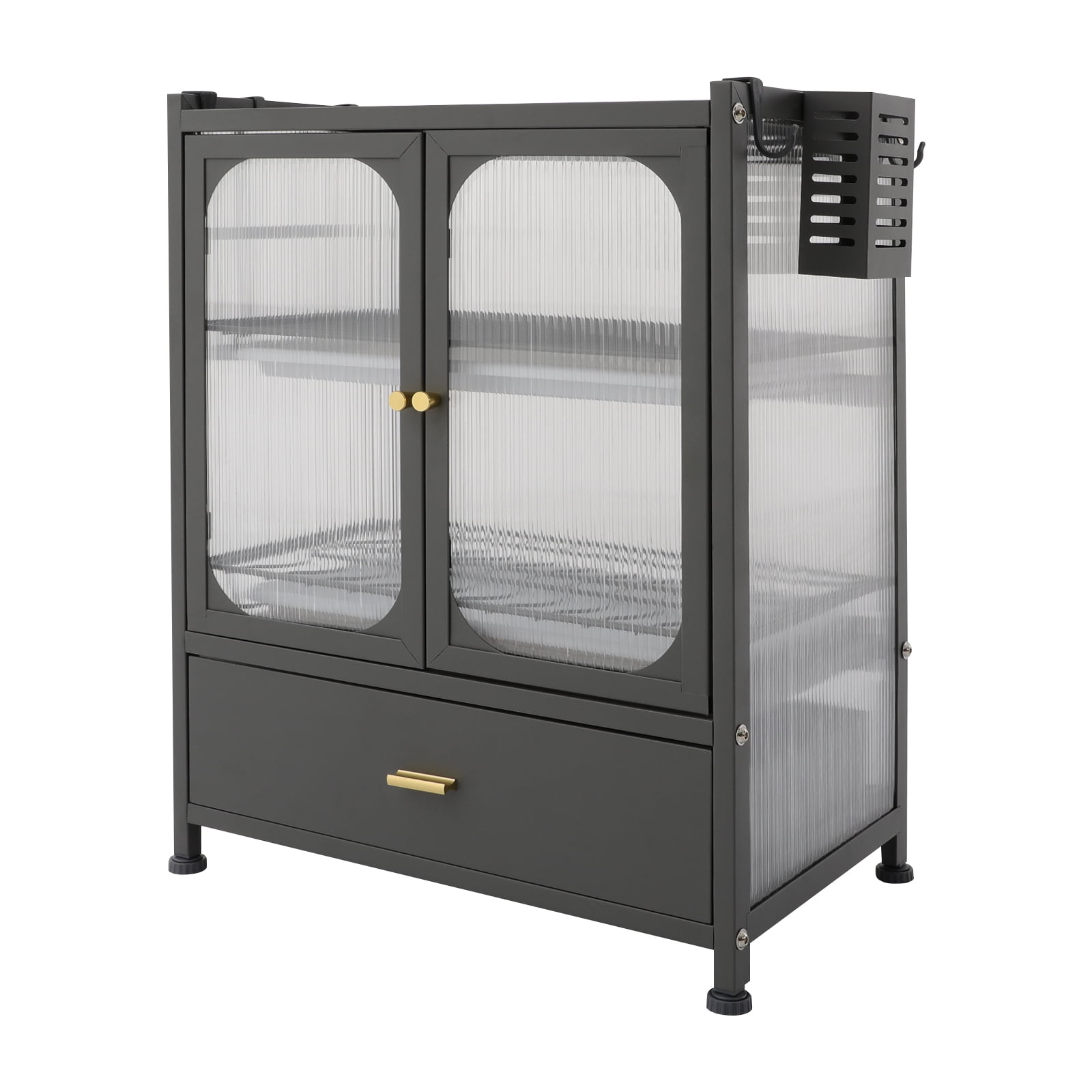 Autrinix Kitchen Storage Cabinet, Gray 2-Door Design with Drawer ...