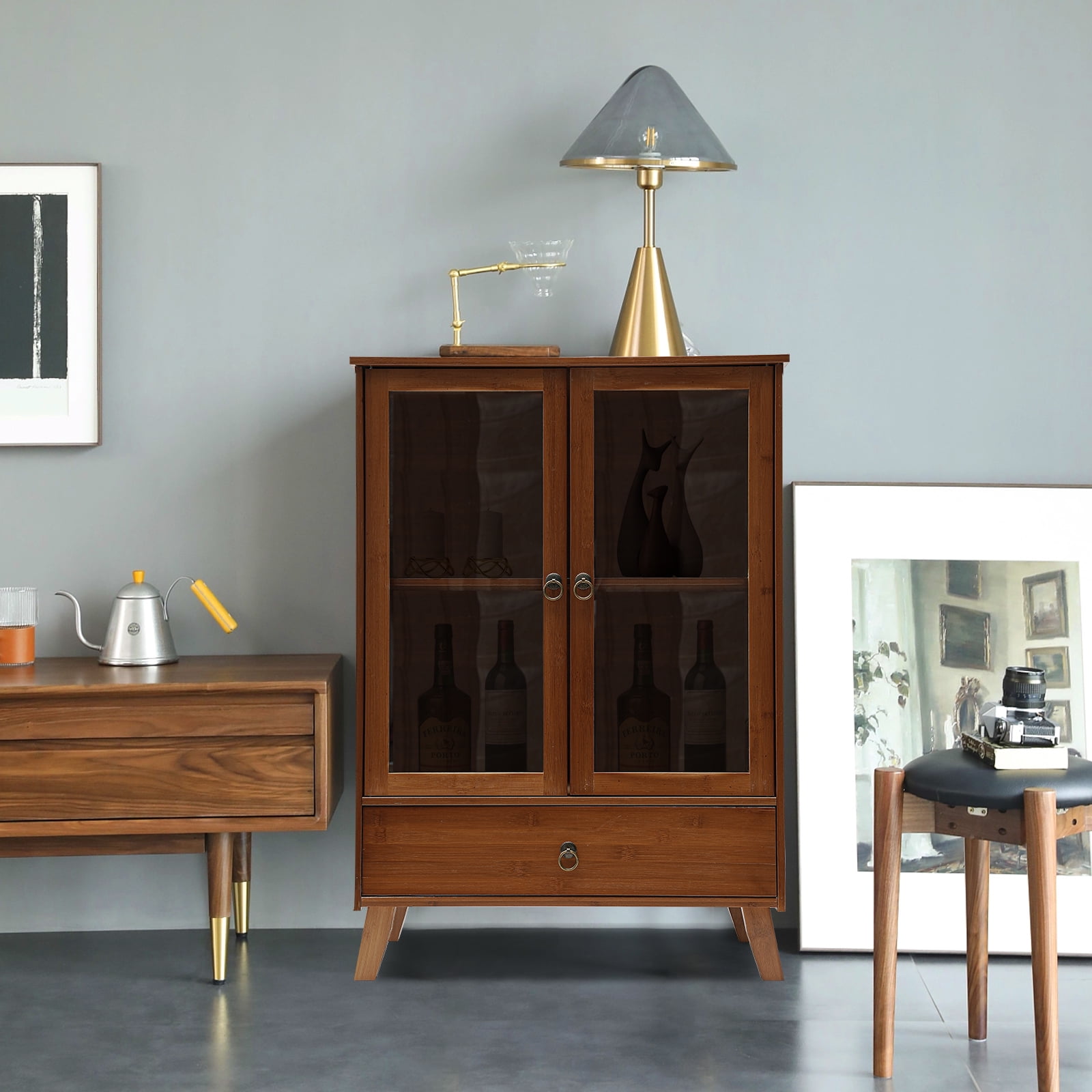 Autrinix Modern Kitchen Sideboard with Large Storage, Bamboo & MDF ...