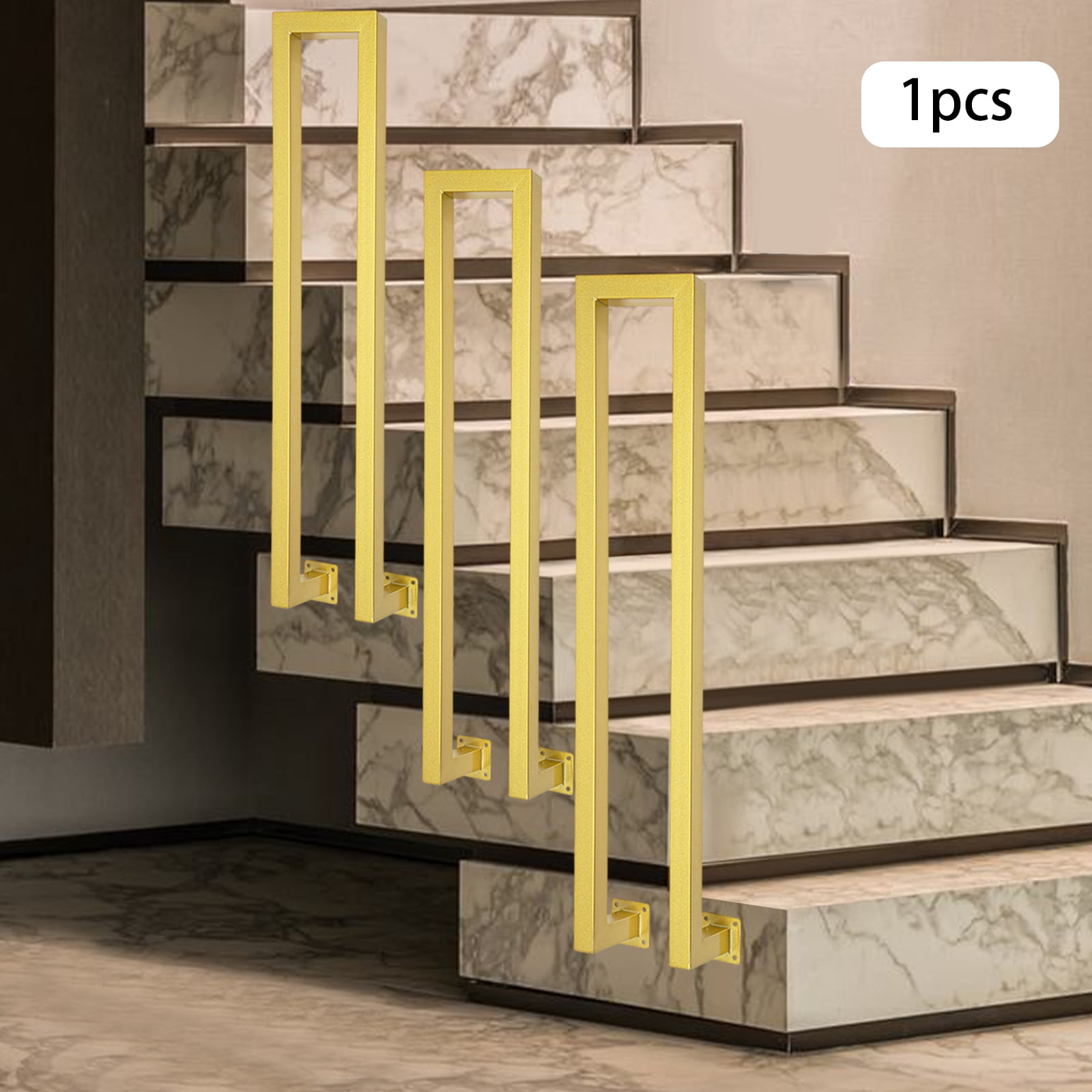 Autrinix Modern Safety Handrail, N-Shaped Design, Gold Iron ...