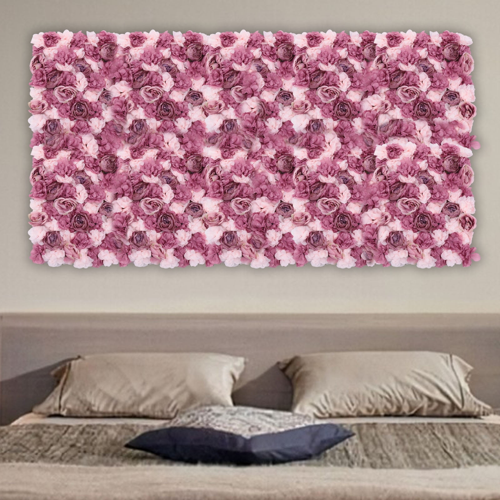 Autrinix Silk Flower Wall Panels, Faux Flower Backdrop, Vibrant Pink ...