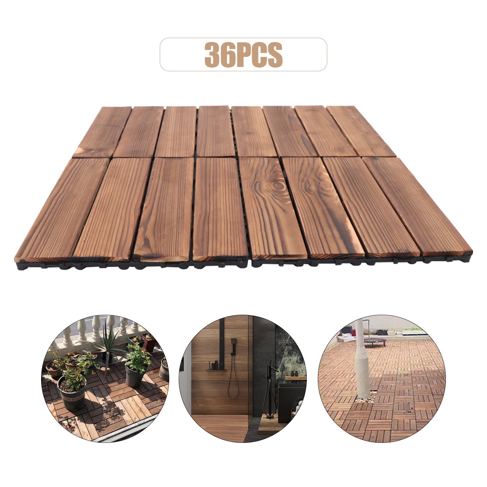 Autrinix Snap-Together Deck Tiles 12x12 Inches, Non-Slip Outdoor ...