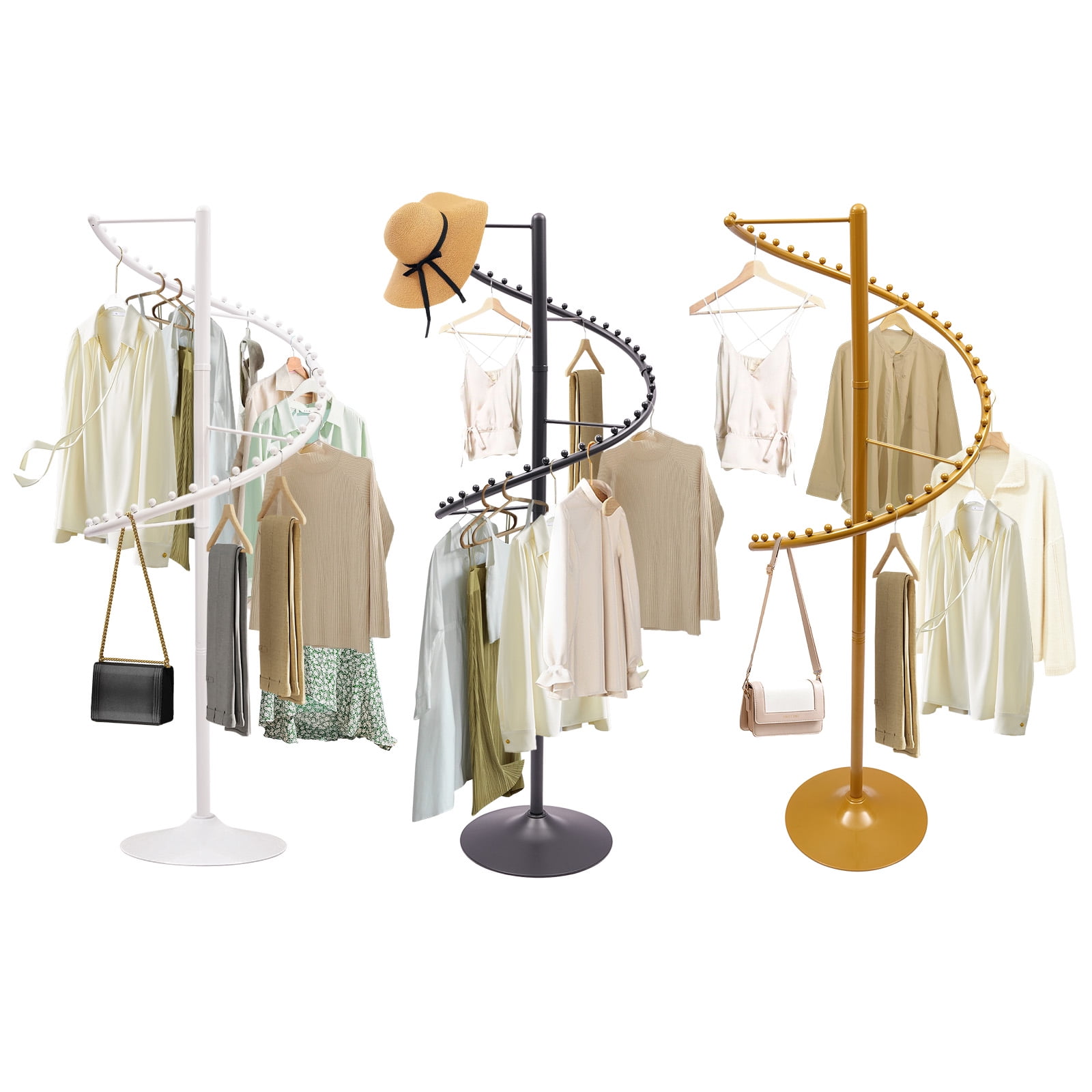 Autrinix Spiral Clothes Rack, 360° Rotating Clothing Organizer with ...