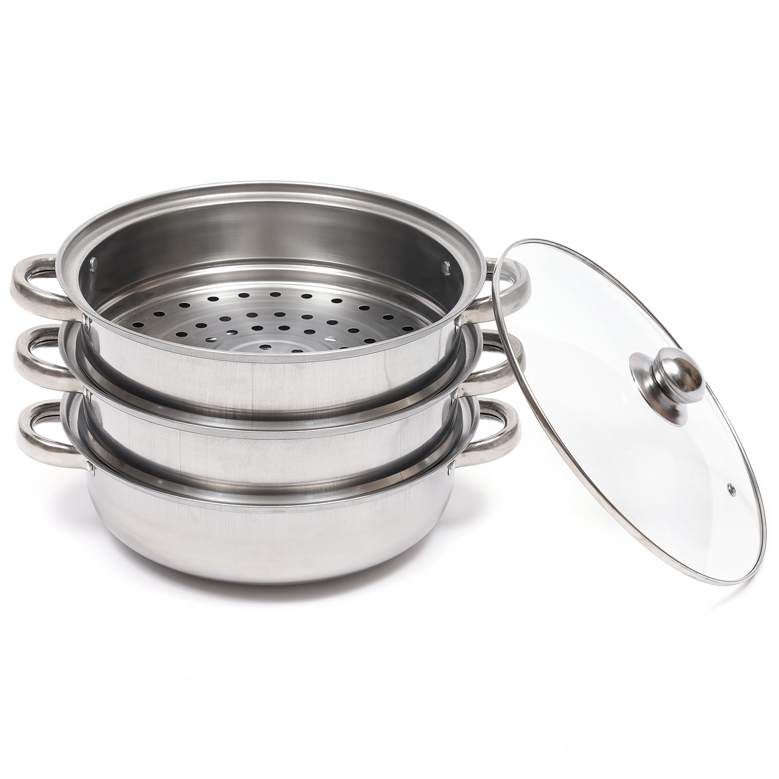 Autrinix Stainless Steel Steamer Pot for Cooking, 3-Tier Food Steamer ...