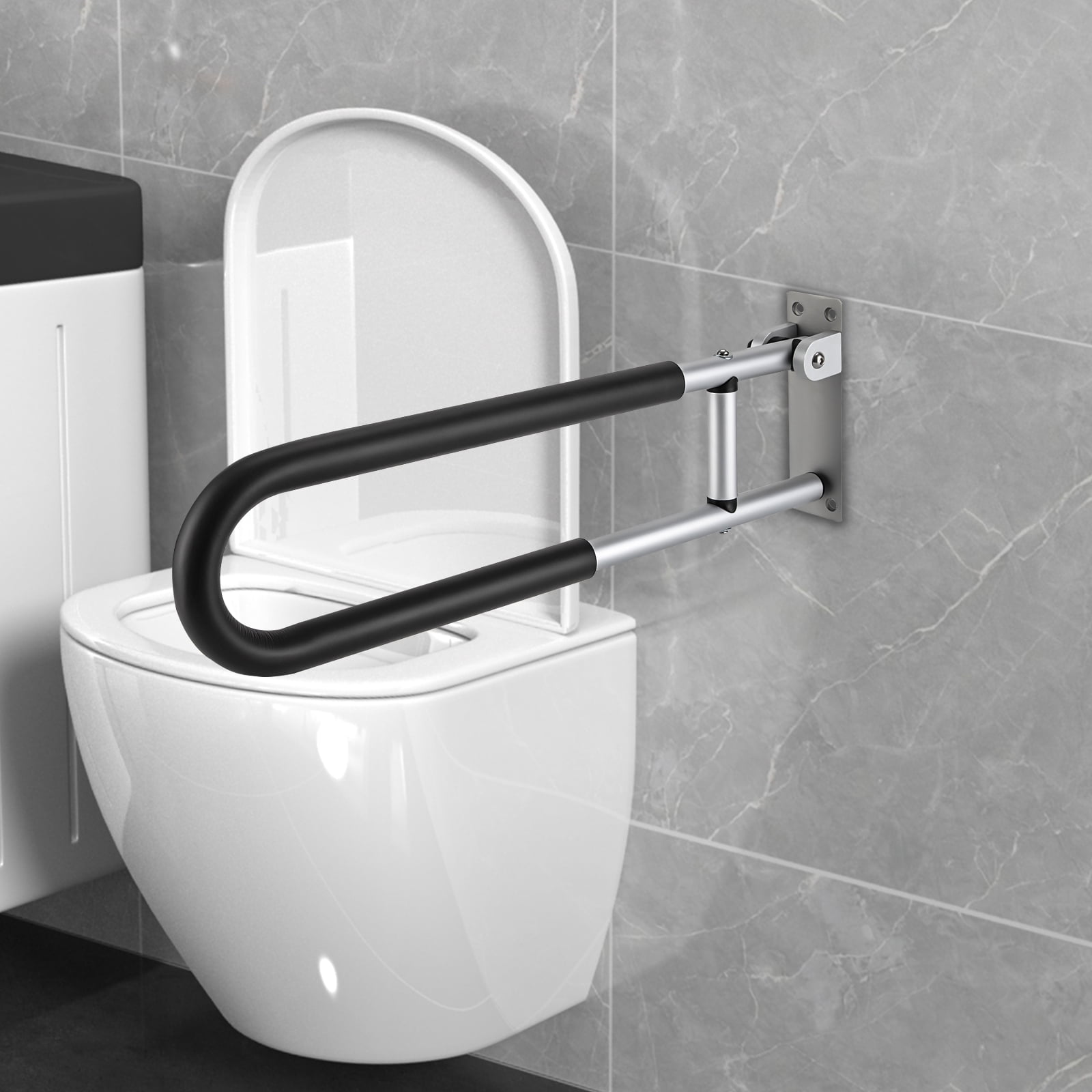Autrinix Wall Mounted Fold Down Grab Bar For Disabled Toilet, Aluminum ...