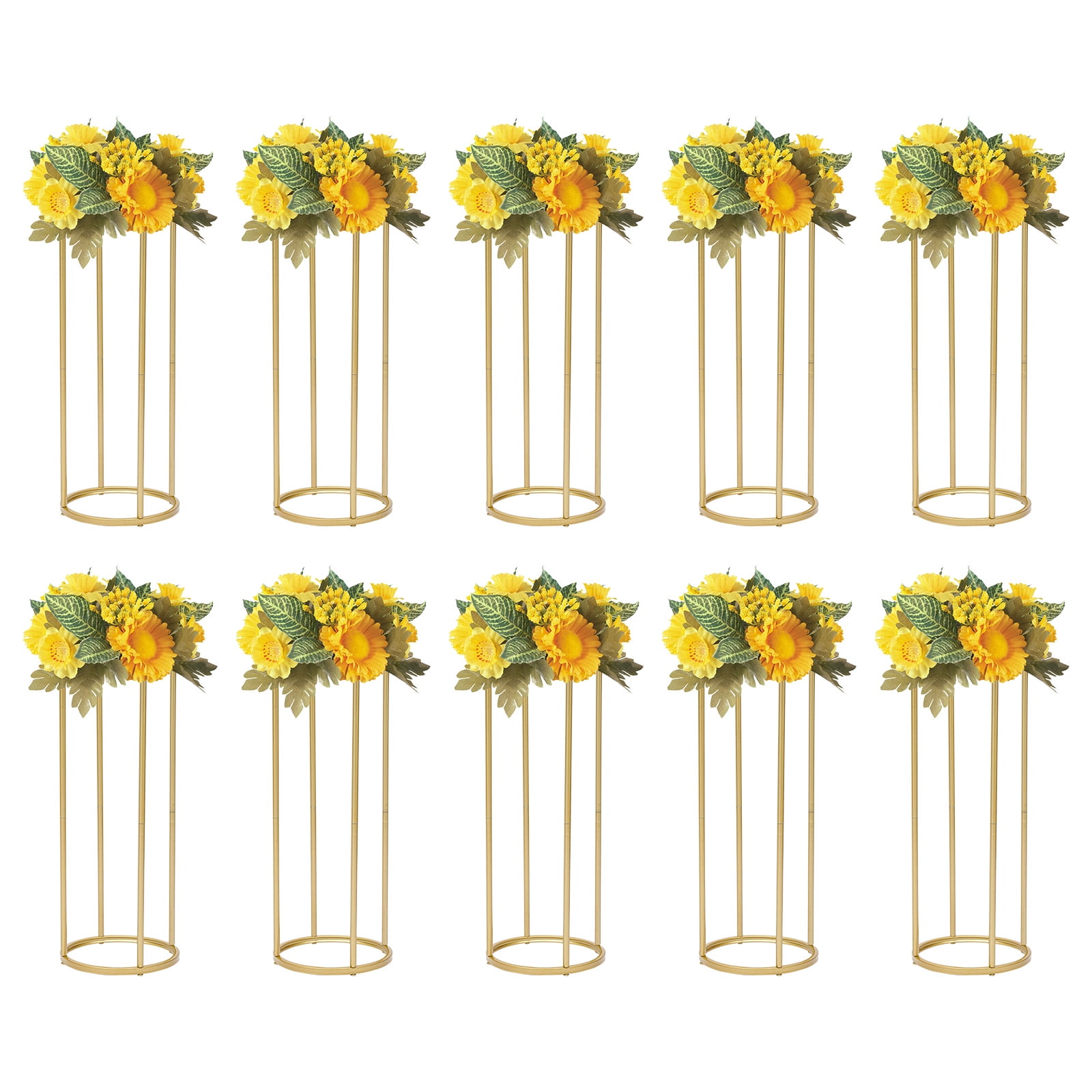 Autrinix Wedding Table Flower Stand Set of Ten, Golden Polished Finish ...