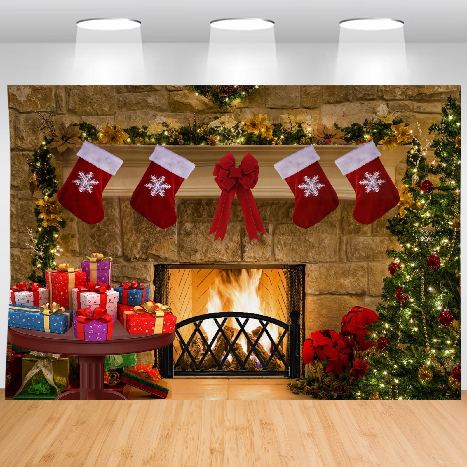 Autrucker Christmas Tapestry Fireplace Xmas Wall Tapestries Christmas ...