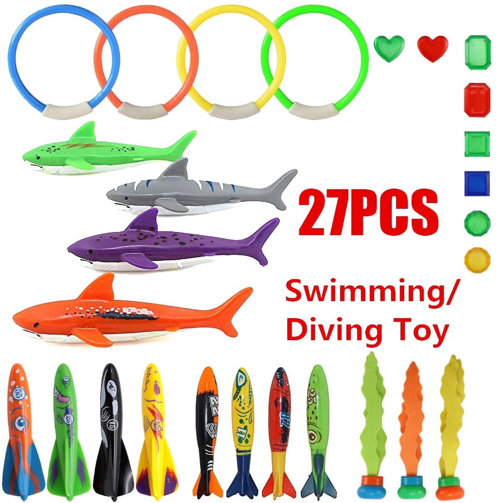 Autrucker Underwater Swimming Diving Pool Toy Rings Diving Sticks Sets ...