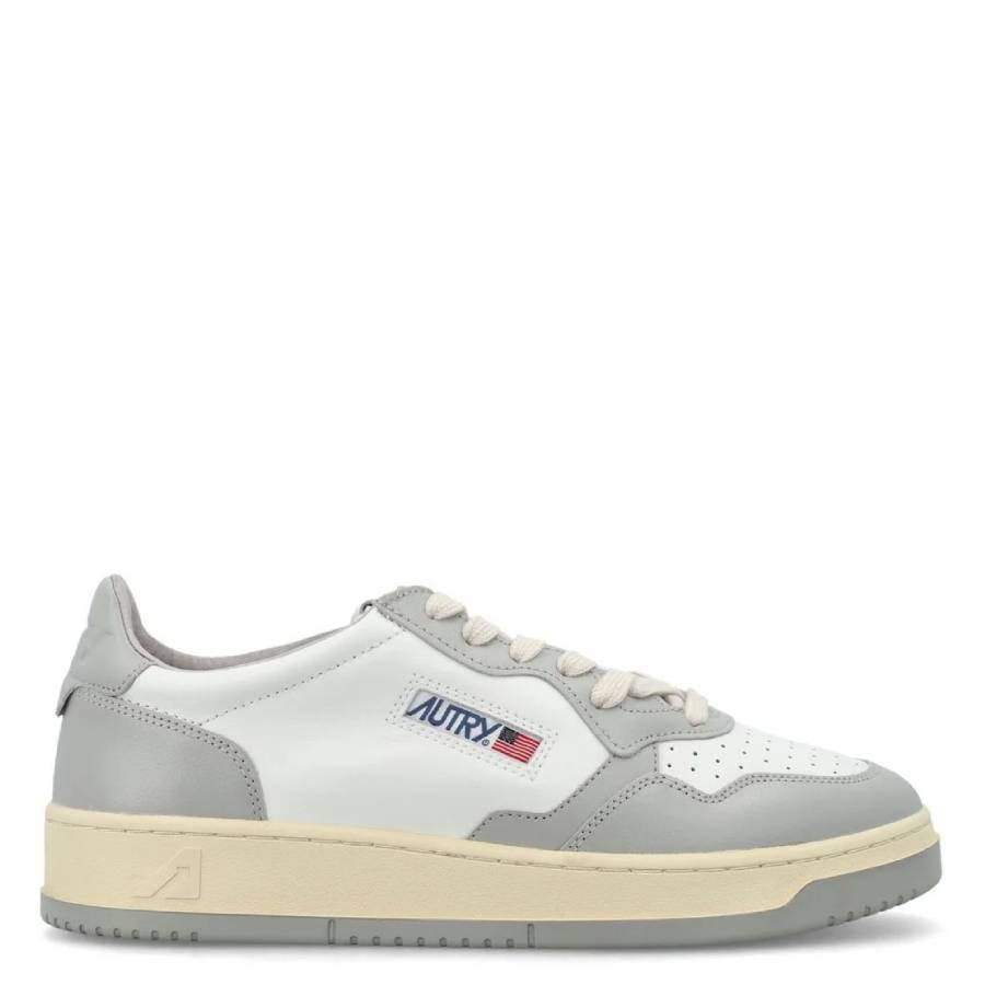 Autry Male Medalist' White And Grey Low Top Sneakers With Logo Detail ...