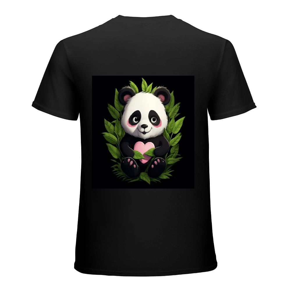 Autua 3D Heart-Shaped Panda Print T-Shirt for Men Short Sleeve Graphic ...