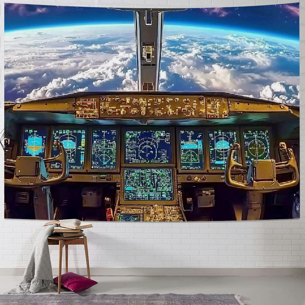 Autua Aircraft cockpit photography background Aircraft interior Blue ...