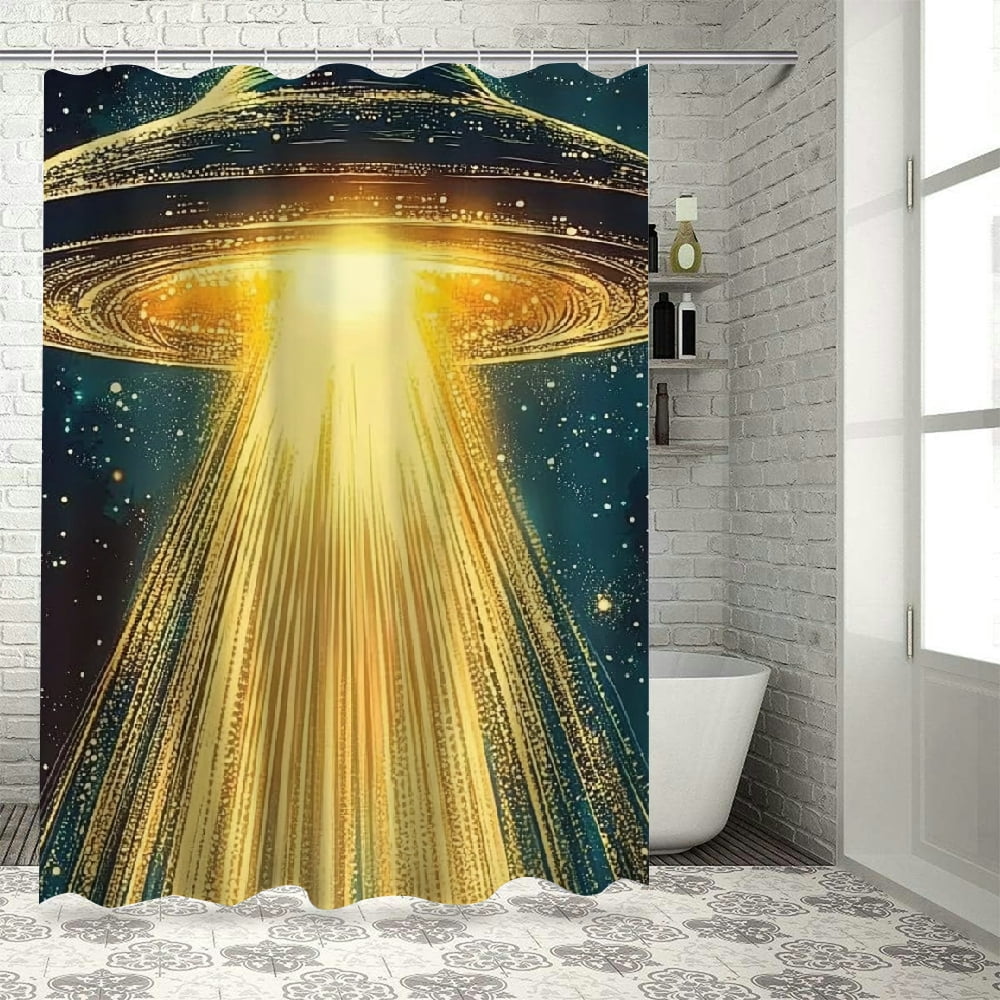 Autua Alien Ship Bright Light Space Art Shower Curtain for Bathroom ...