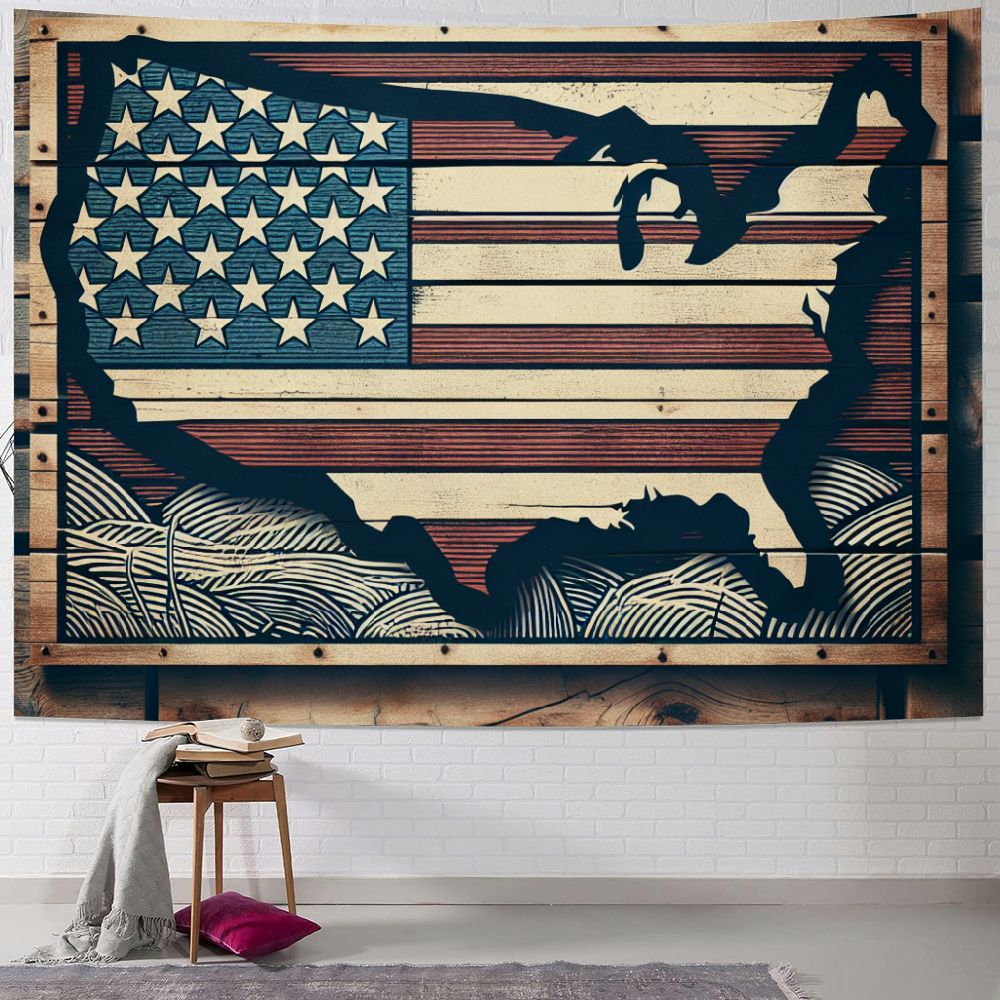 Autua American Flag Patriotism Tapestry Wall Hanging Unique Style Home ...