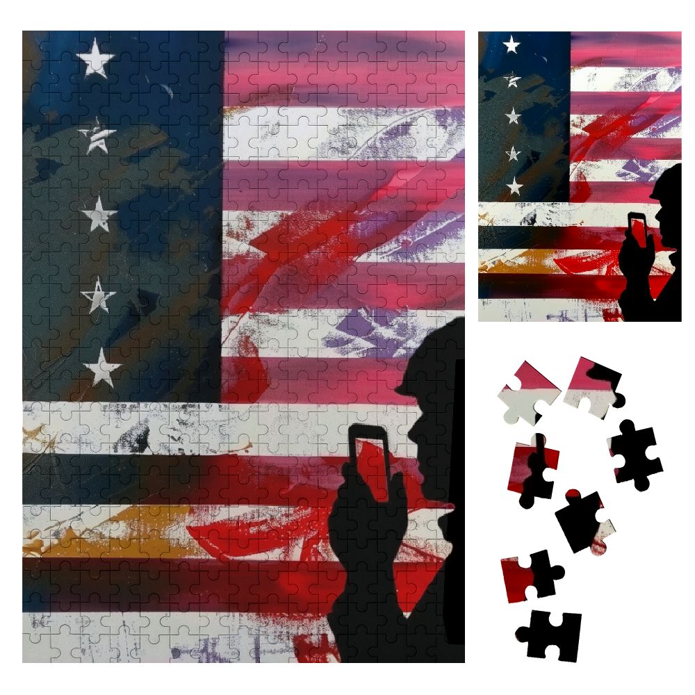 Autua American Flag Soldier Wooden Jigsaw Puzzle Vertical Style Gift ...