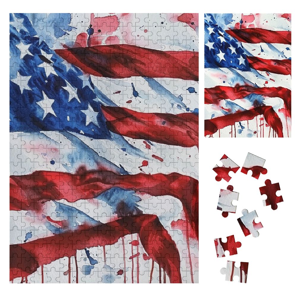 Autua American Flag Wooden Jigsaw Puzzle Vertical Version Impossible ...