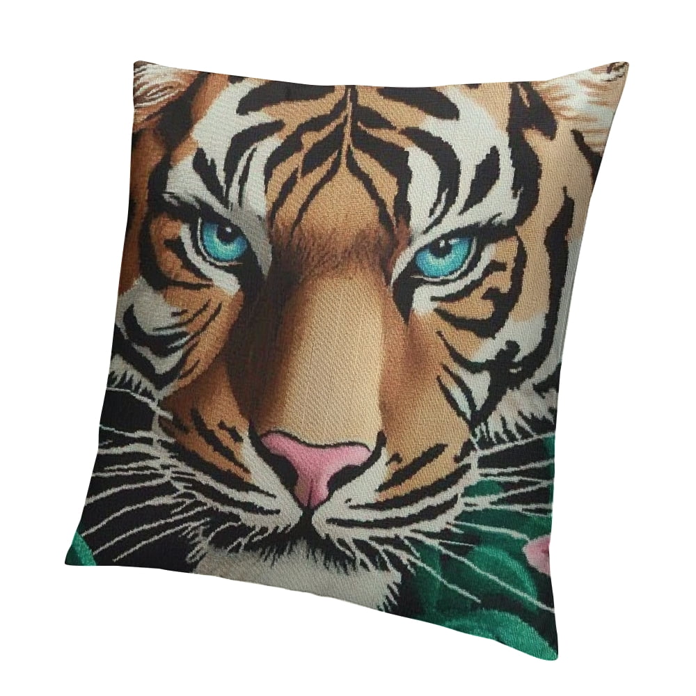 Autua Animal Tiger Hand Flower Farmhouse Cushion Cover Colorful Floral ...