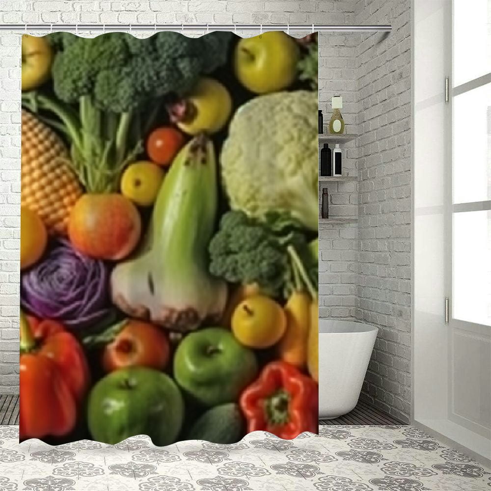 Autua Arcimboldo Vegetables Fruits Bathroom Decor Set with Hooks ...
