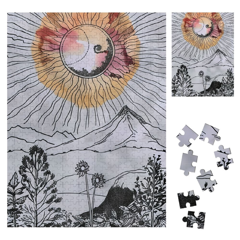 Autua Art Nouveau Sun Trees Wooden Jigsaw Puzzle Vertical Challenging ...