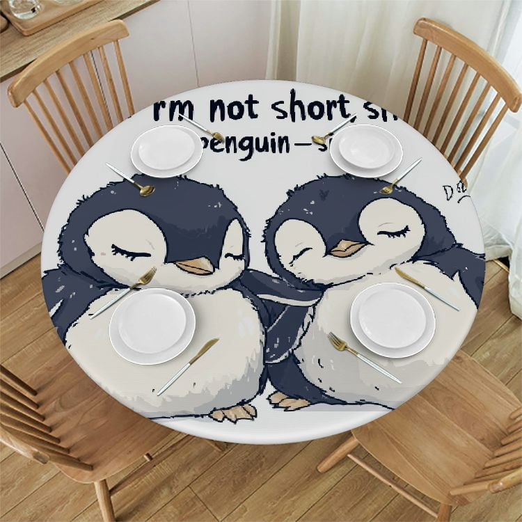 Autua Baby Penguins Cute Waterproof Resistant Fabric Round Tablecloth ...