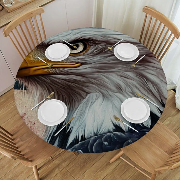 Autua Bald Eagle Flag America Round Tablecloth, Stain-Resistant ...