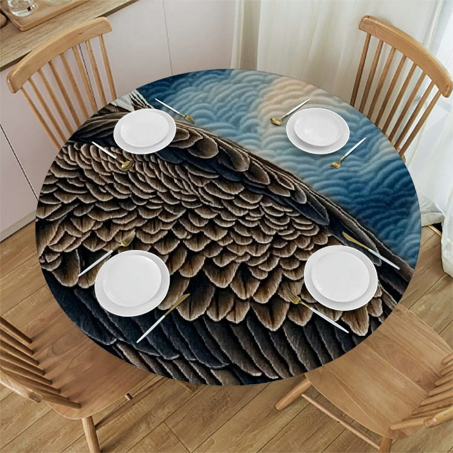 Autua Bald Eagle Theme Round Tablecloth Outdoor Fitted Table Cloth ...