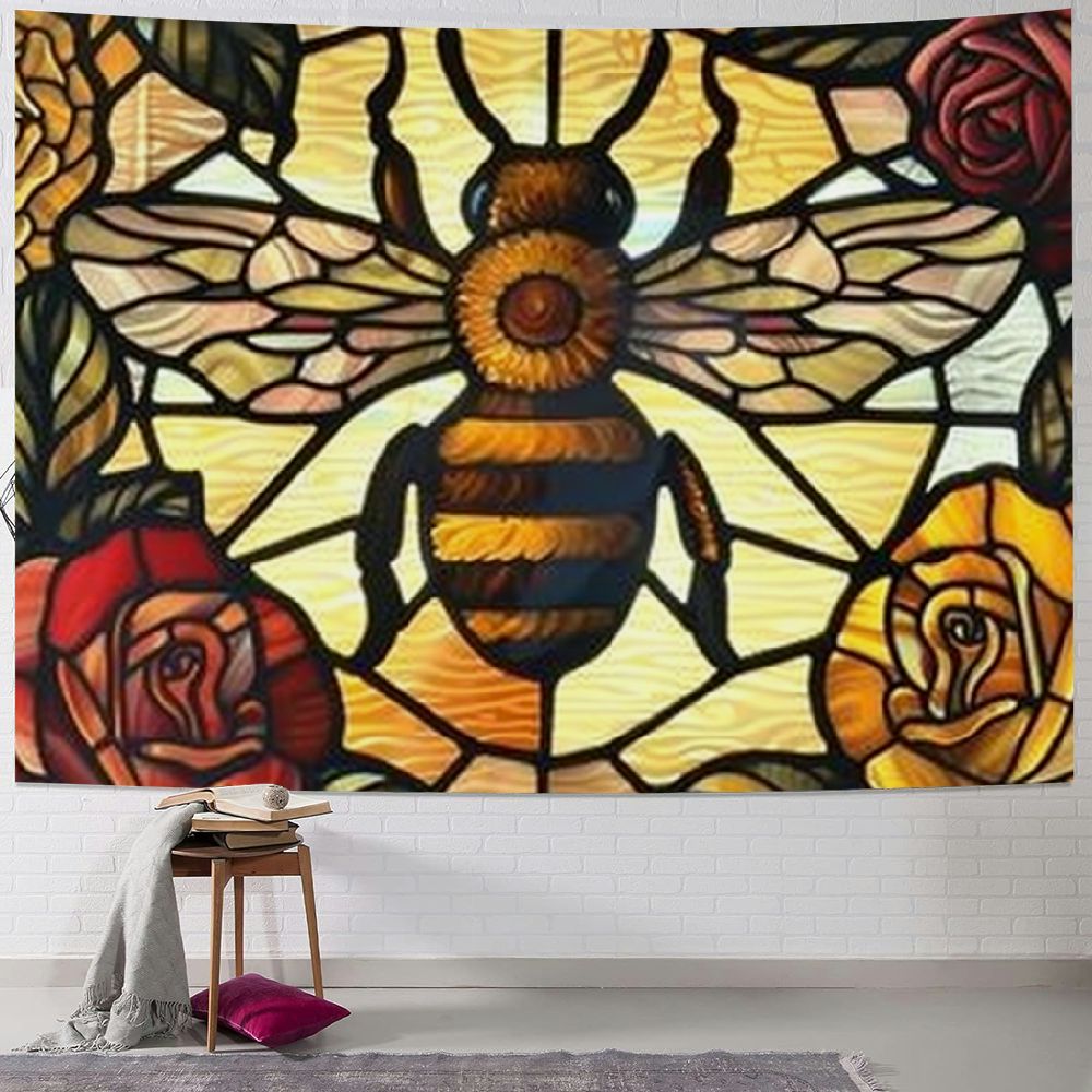 Autua Bee Roses Tapestry Wall Hanging Unique Style Graphic Tapestries ...