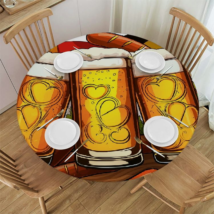 Autua Beer Sausages German Flag Round Tablecloth Stain-Resistant ...