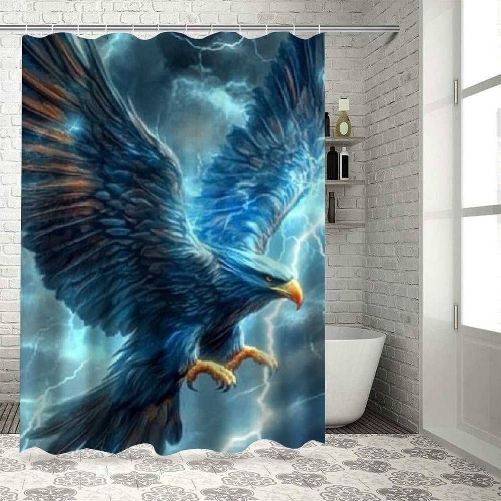 Autua Bird Lightning Bolt Washable Shower Curtain 100% Polyester Chic ...