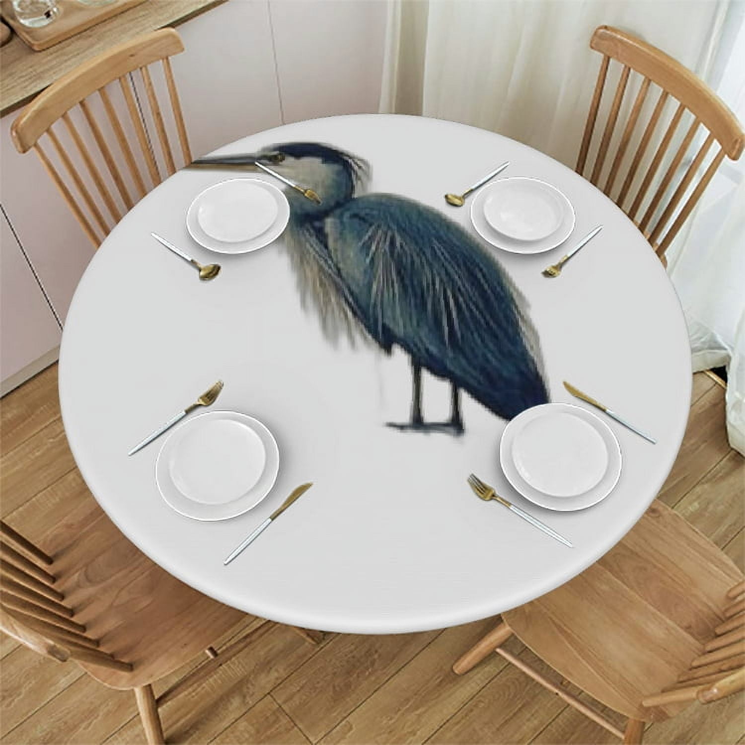 Autua Bird Rock Water Round Tablecloth Stain-Resistant Washable Indoor ...