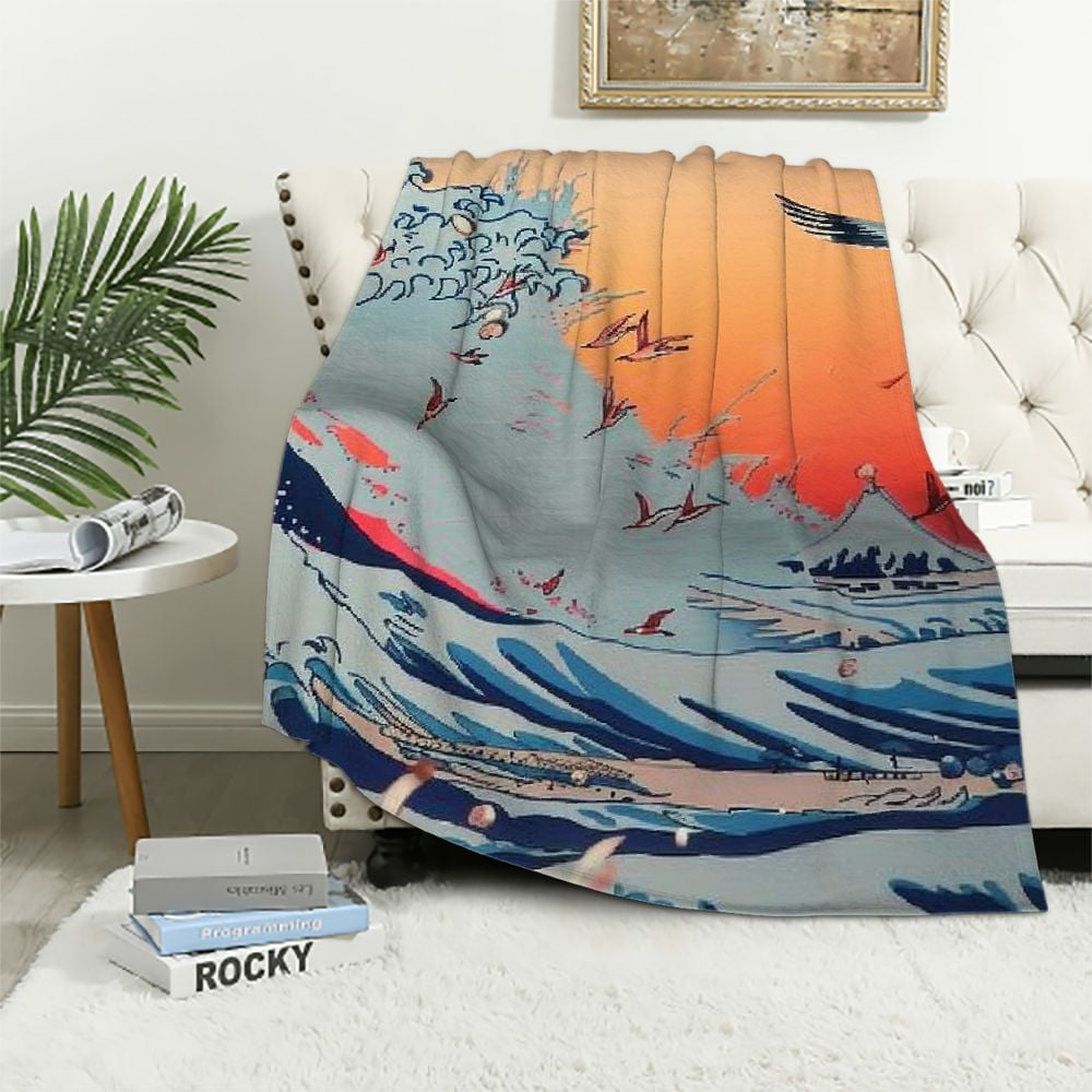 Autua Birds Sunset Wave Warm Lightweight Blanket Soft Fleece Throw for ...