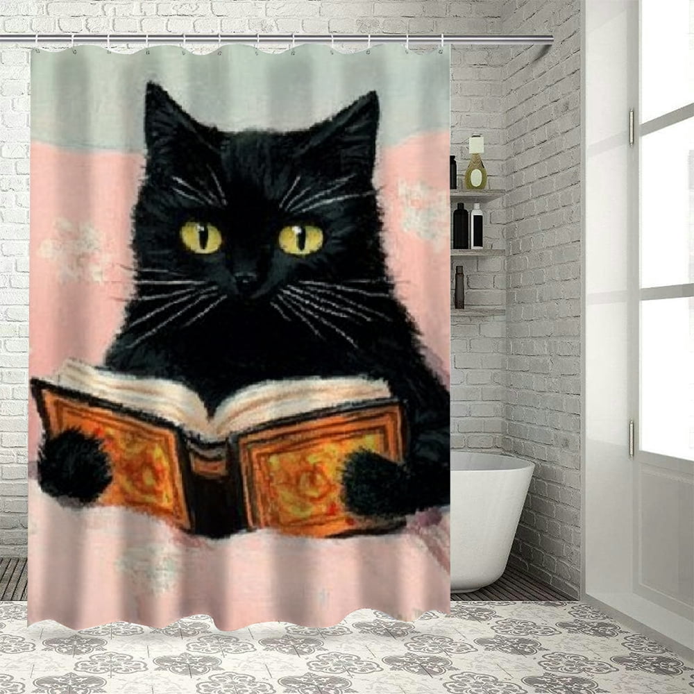 Black Cat Shower Curtain