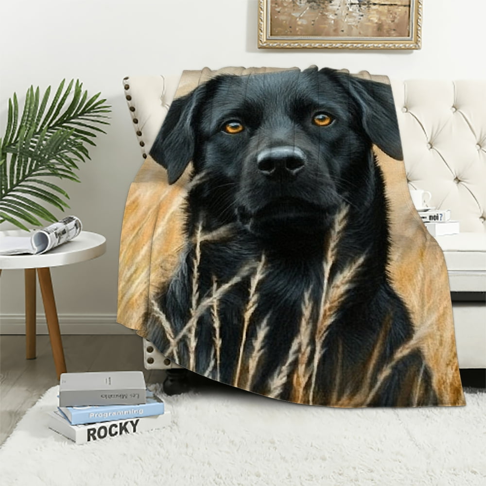 Autua Black Lab Portrait Blanket,Stunning Labrador Natural Field Throw ...