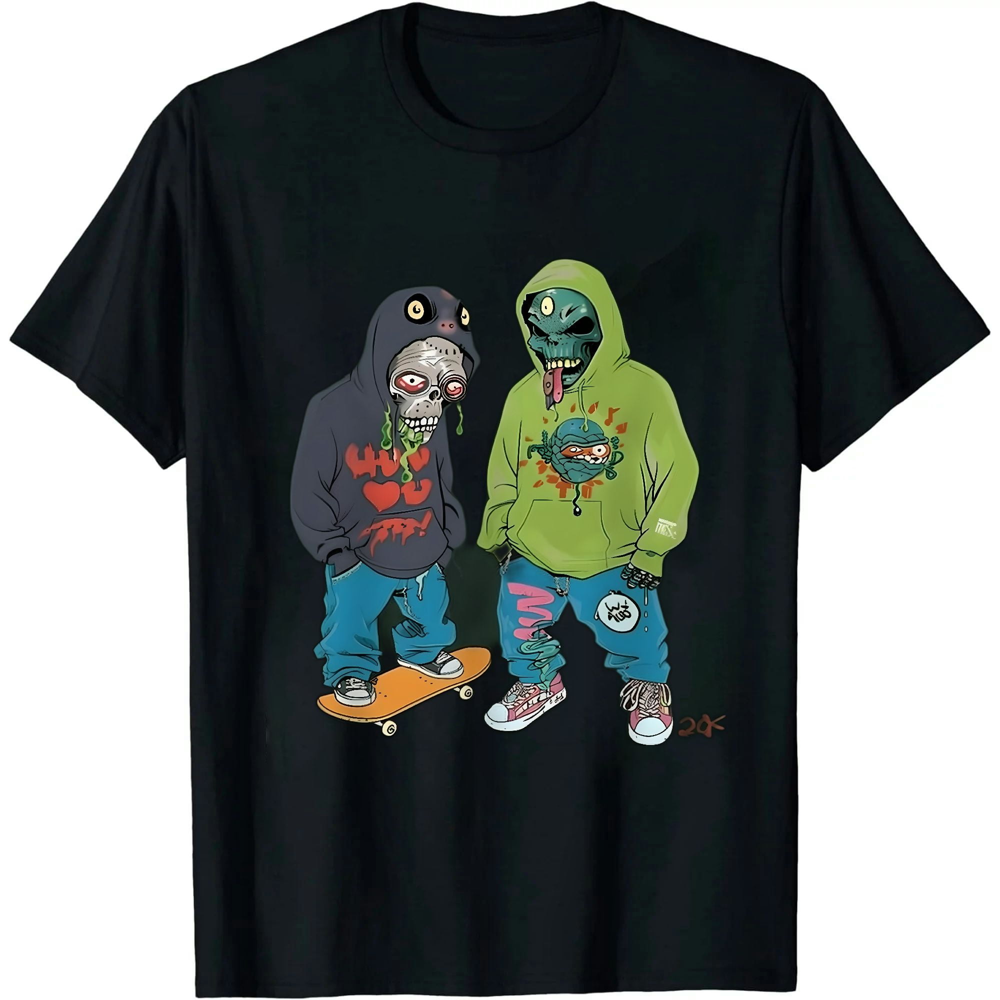 Autua Black Summer Short Sleeve Scooter Zombie Novelty Fashion Vintage ...