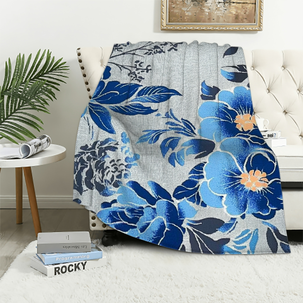 Autua Blue Flowers Rococo Blanket Soft Flannel for All Seasons 60x80in ...