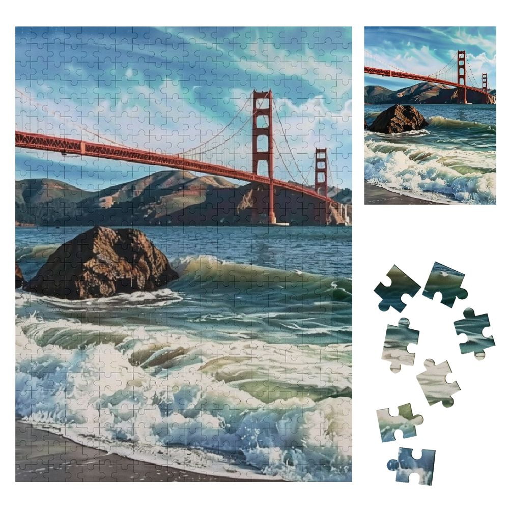 Autua Bridge Water Waves Wooden Jigsaw Puzzle Vertical Impossible ...