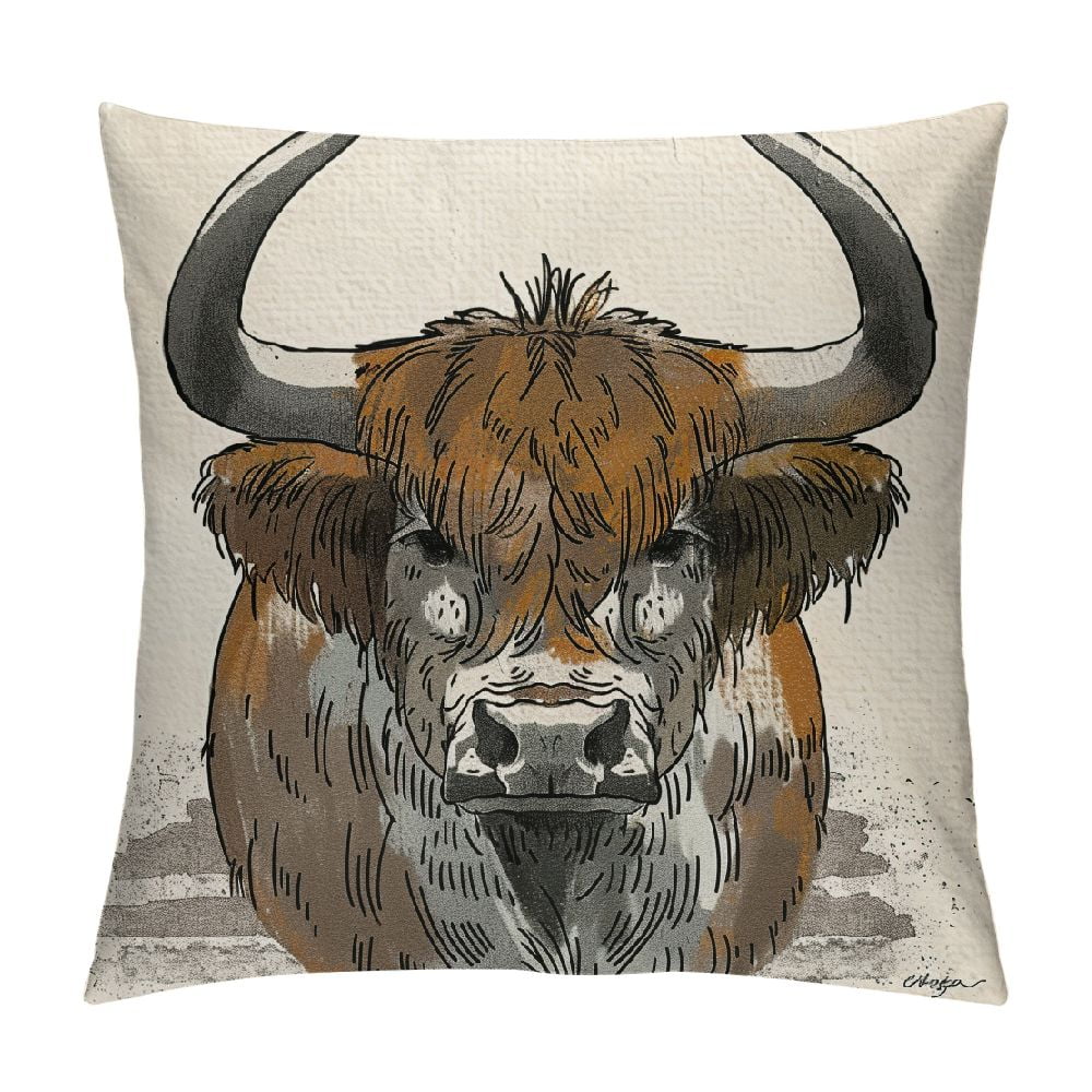 Autua Bull Horns Logo Graphic Decorative Cushion Throw Pillow Cover for ...
