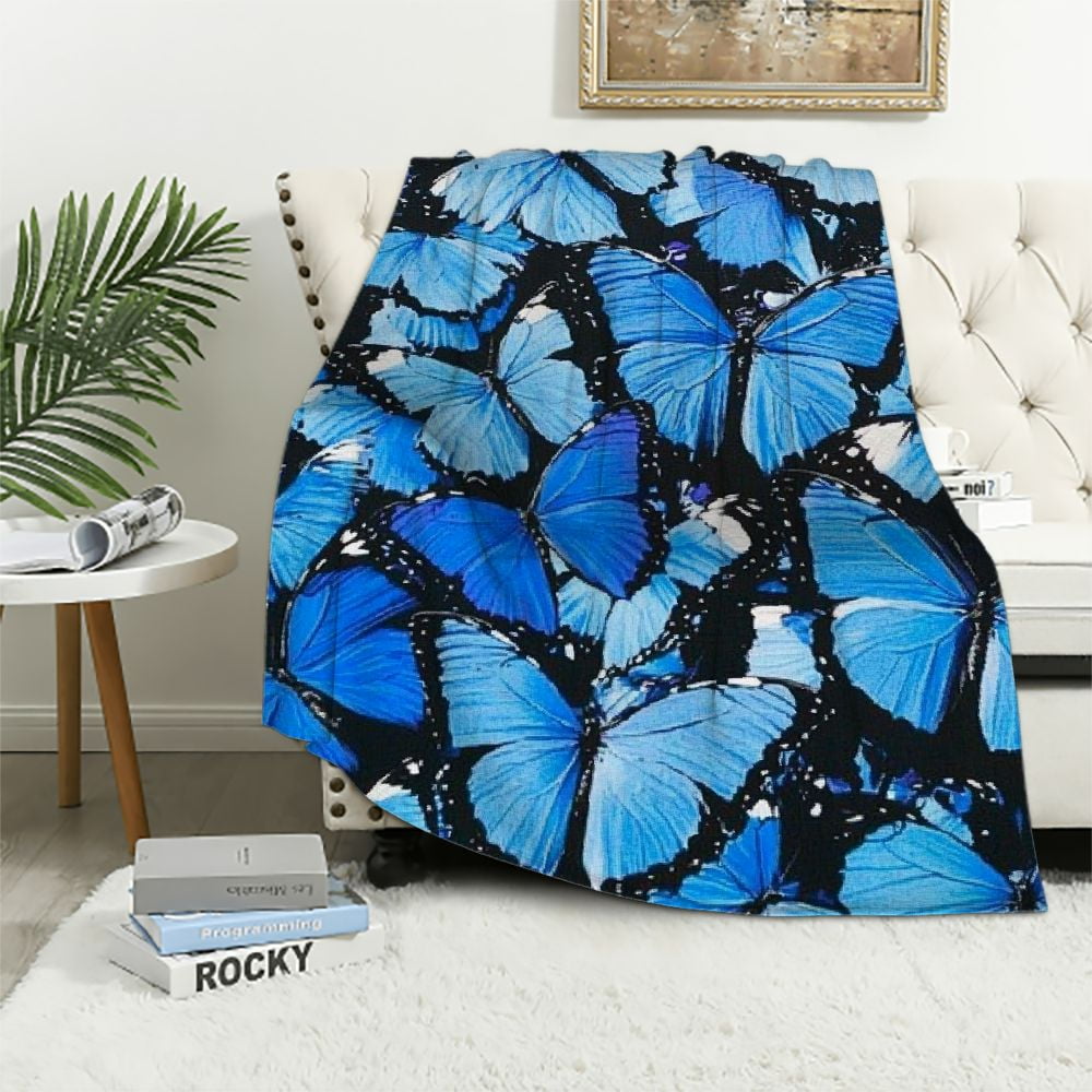 Autua Butterflies Blue Damien Hirst Warm Lightweight Blanket Soft ...