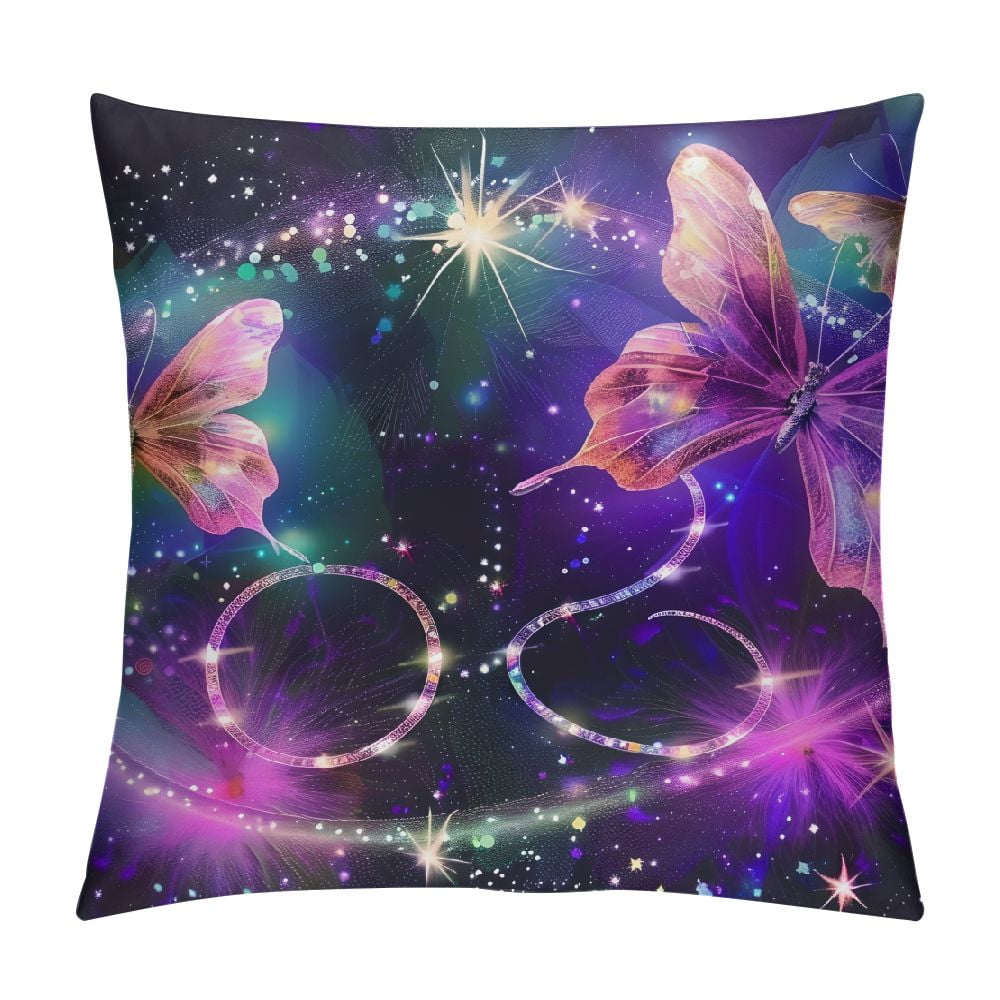 Autua Butterflies Stars Magic Realism Graphic Decorative Throw Pillow ...