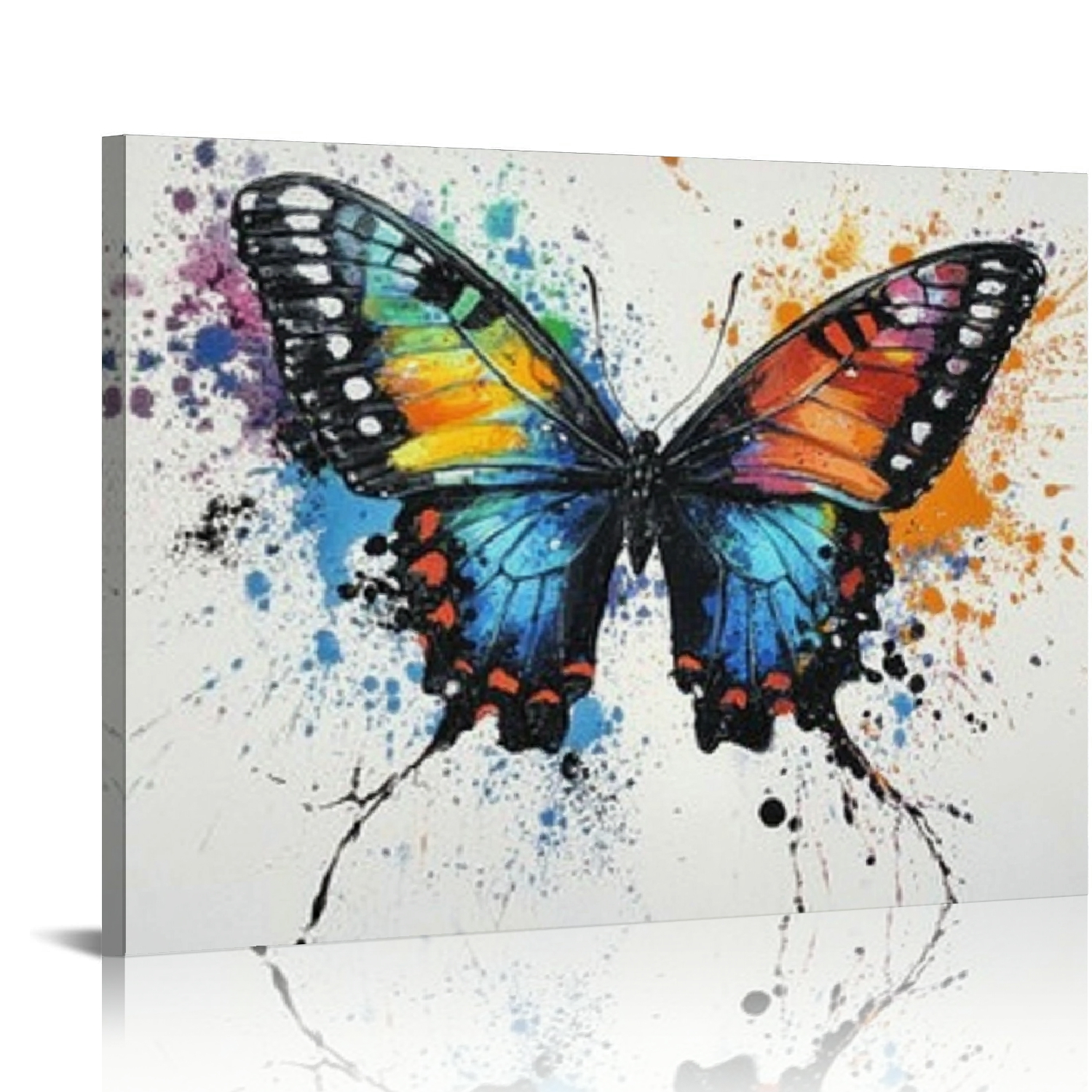 Autua Butterfly Paint Splatters Color Explosion Wall Decor Canvas Art ...