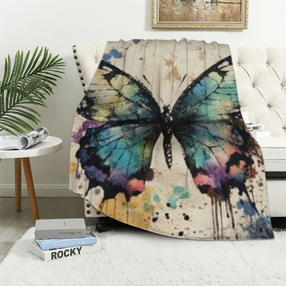 Autua Butterfly Paint Tattoos Warm Lightweight Blanket Soft Fleece ...