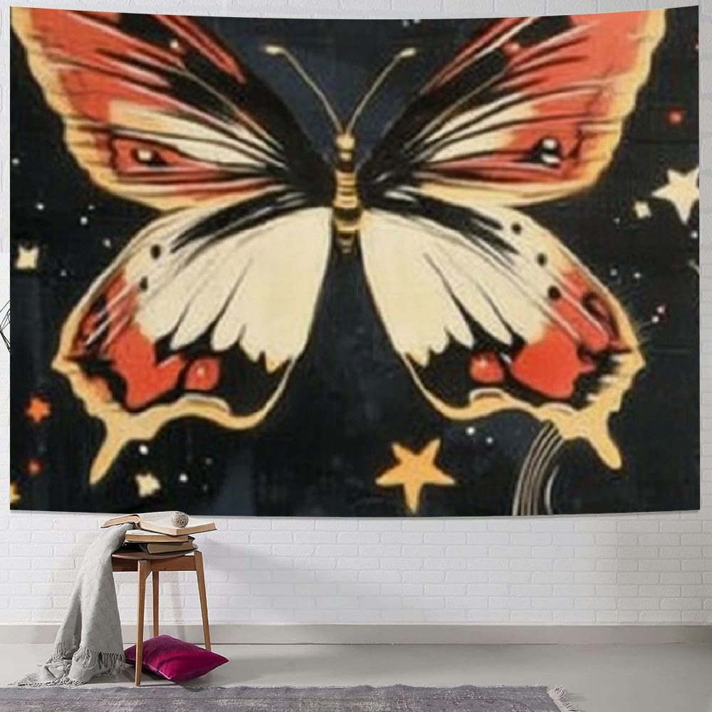 Autua Butterfly Stars Silk Screen Tapestry Wall Hanging Unique Style Graphic Tapestries Home ...