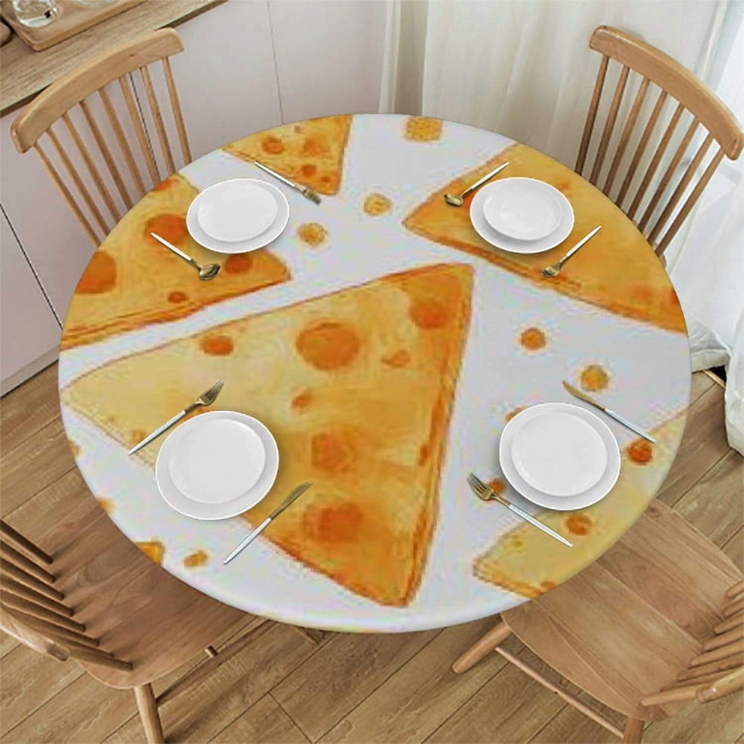 Autua Cheese Slices Orange Spots Generative Art Round Tablecloth 54"-58 ...