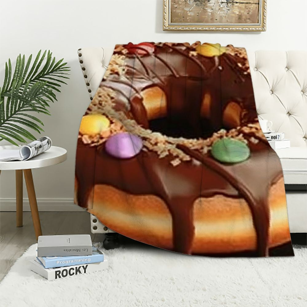 Autua Chocolate Donut Candies Fleece Blanket Soft Flannel Throw Blanket ...