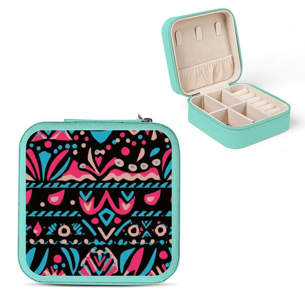 Autua Colorful Pattern Jewelry Box Black Background Pink Blue 3.8 Inch ...