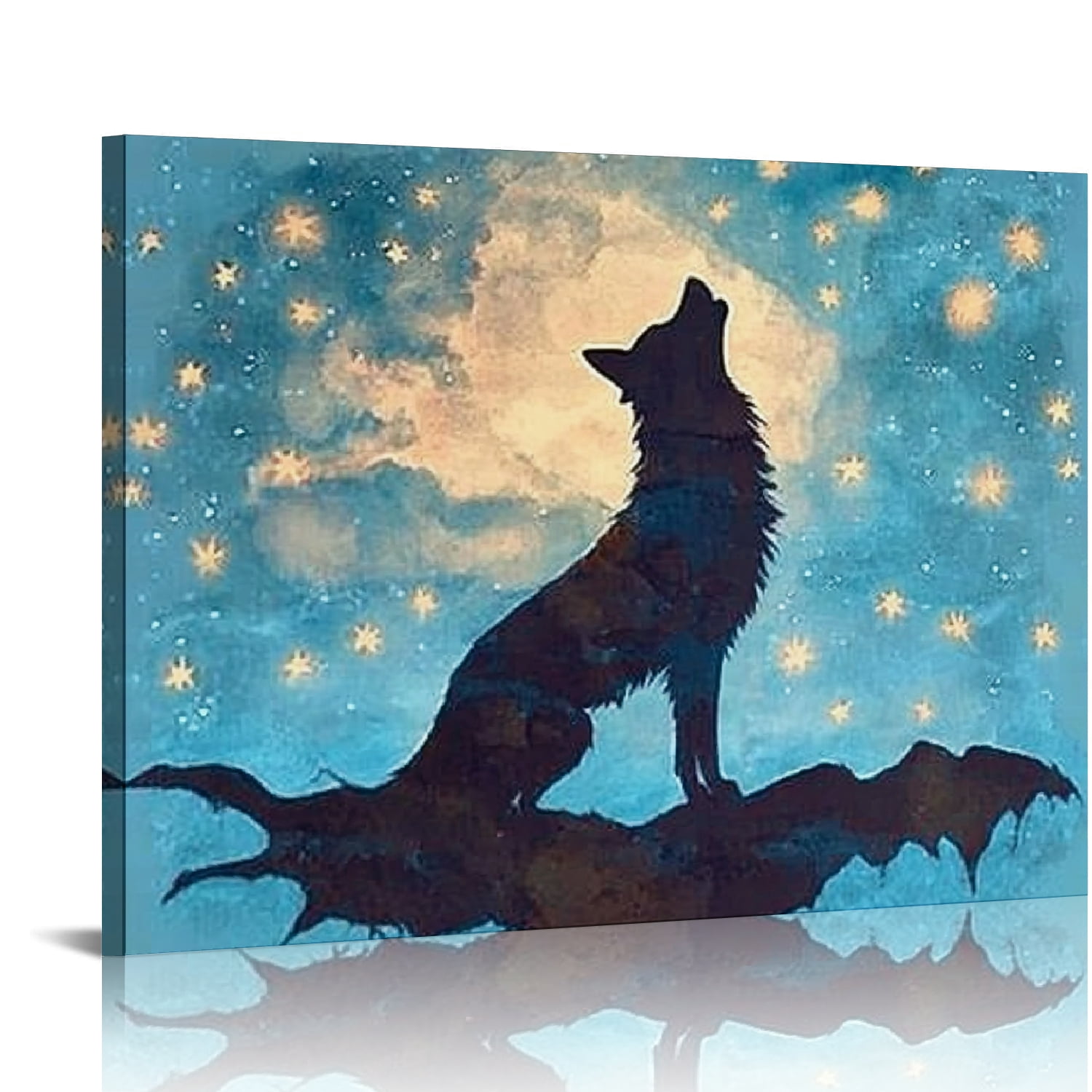 Autua Cool wolf howling canvas wall art decoration for living room ...