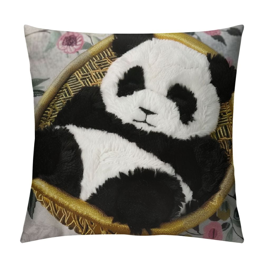Autua Cute Cartoon Panda Decorative Throw Pillow Cover Soft Velvet ...