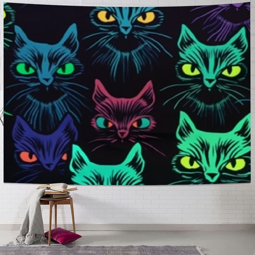 Autua Cute Cat Tapestry Wall Hanging Unique Style Graphic Tapestries ...