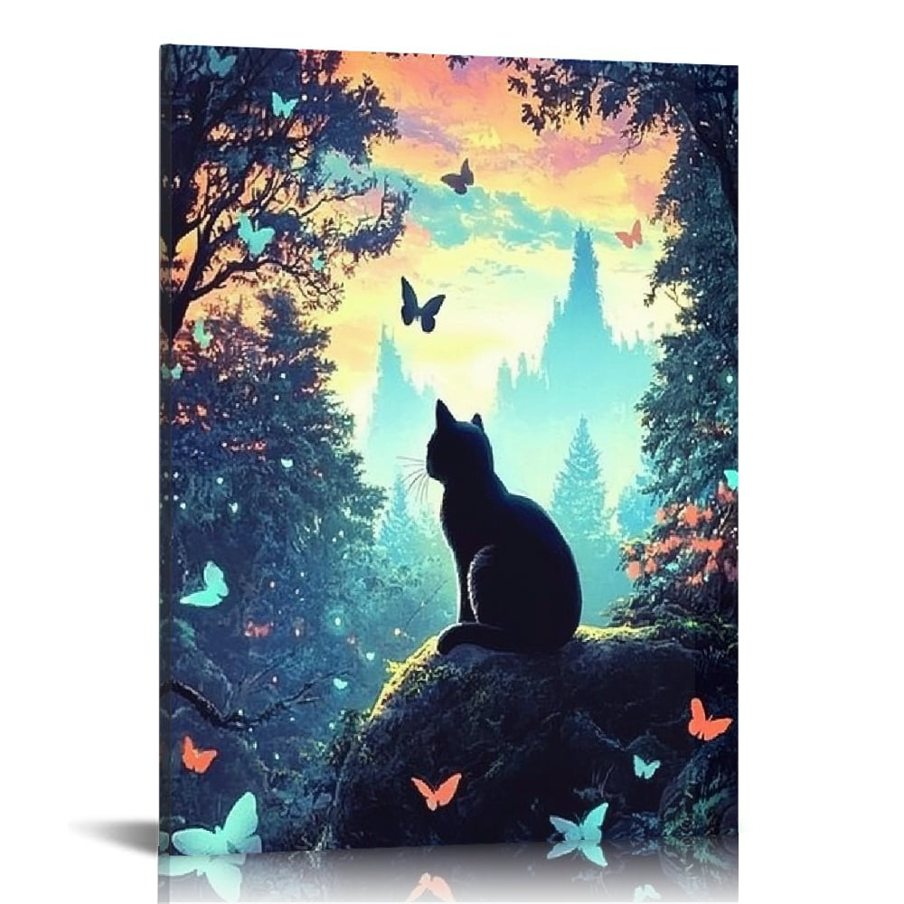 Autua Cute Cat Wall Art Canvas for Living Room Bedroom Home Office Wall ...