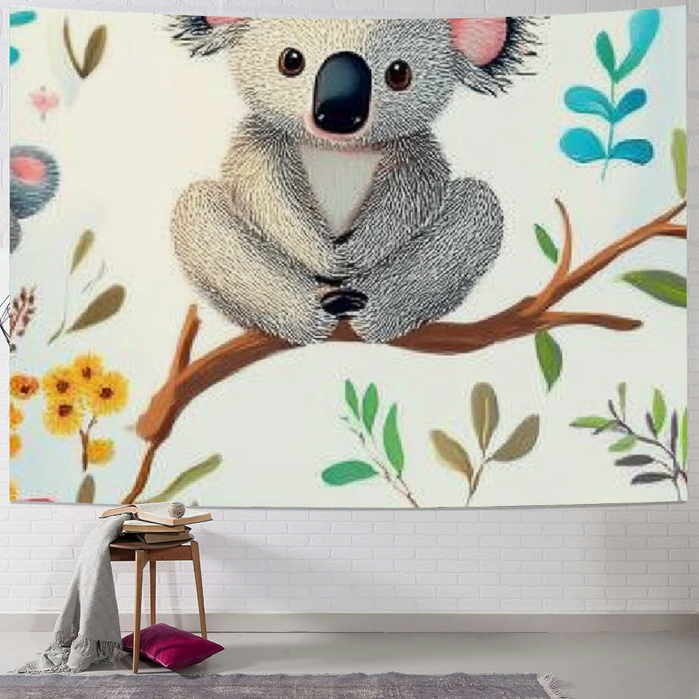 Autua Cute Koala Tapestry Kids Cartoon Koala Tapestry Woodland Animal ...